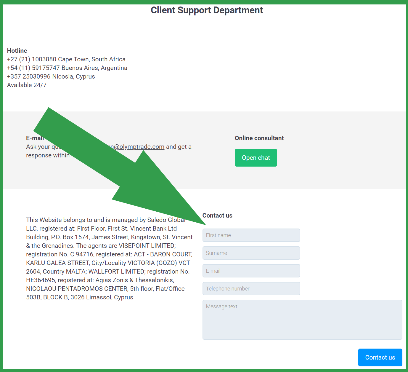 OlympTrade - Contact & Support
